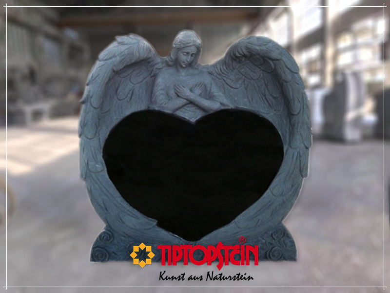 Beeindruckender Granit-Grabstein Mit Gehauenem Engel 08 | TIPTOPSTEIN ...